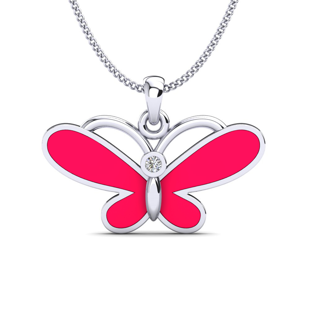 Buy 0.012 Carat Round cut 18k White Gold Diamond Kid's Pendant Pali ...